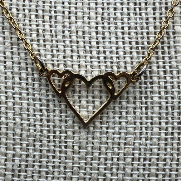Vintage | Jewelry | Triple Open Heart Necklace Gold Chain Love ...